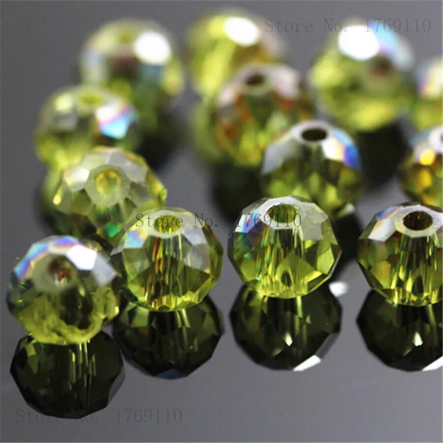 Хрустальные бусины Isywaka 4*6 мм Изумрудный, 3x4mm 125pcs, yellow rose green