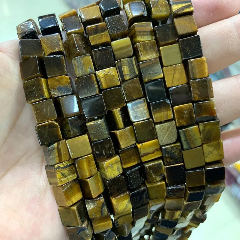 Каменные бусины LUOMAN XIARI тигровый глаз, бирюза, нефрит 8x8 мм