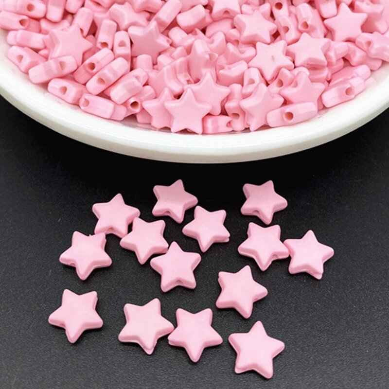Акриловые бусины LXGSMBENTENG 9 мм звезда 100 шт. Розовый, Pink