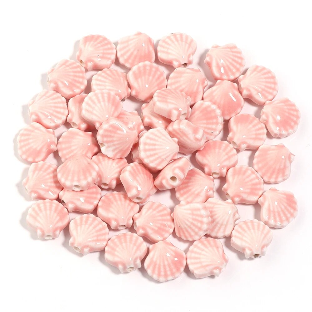 SAUVOO керамические бусины-ракушки 5 шт. Розовый, Pink