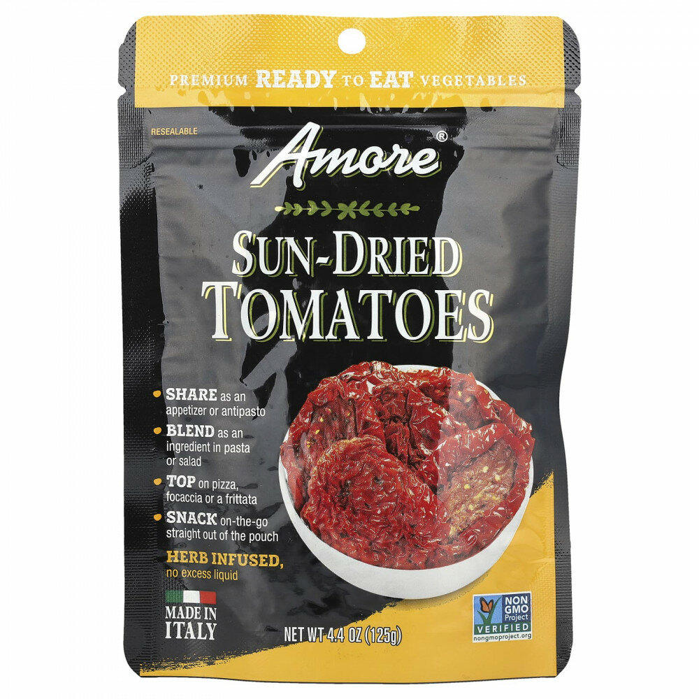 Amore, Вяленые томаты, с добавлением трав, 125 г (4,4 унции)