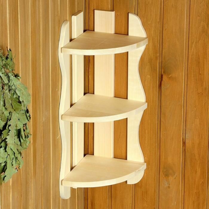 Полка для бани и сауны, 65 26 26 см, липа, угловая, Добропаровъ