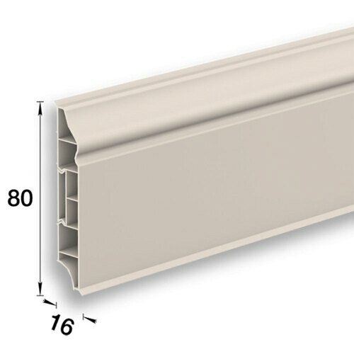 Дюрополимерный плинтус Идеал Дюра 80 мм Фигурный кремово-белый 033