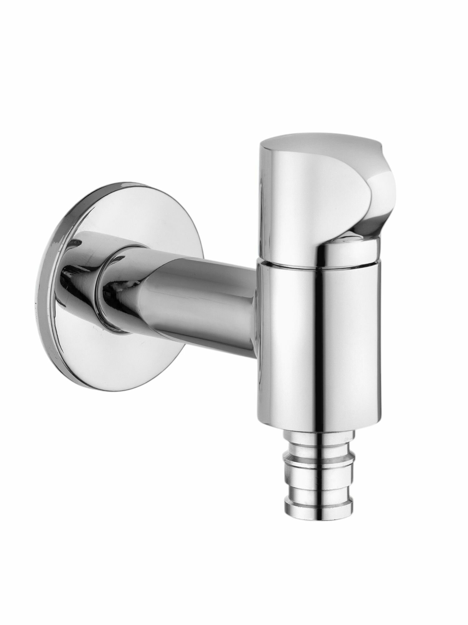 Кран водоразборный полуоборотный со штуцером 1/2", 5,5 см от стены, хром