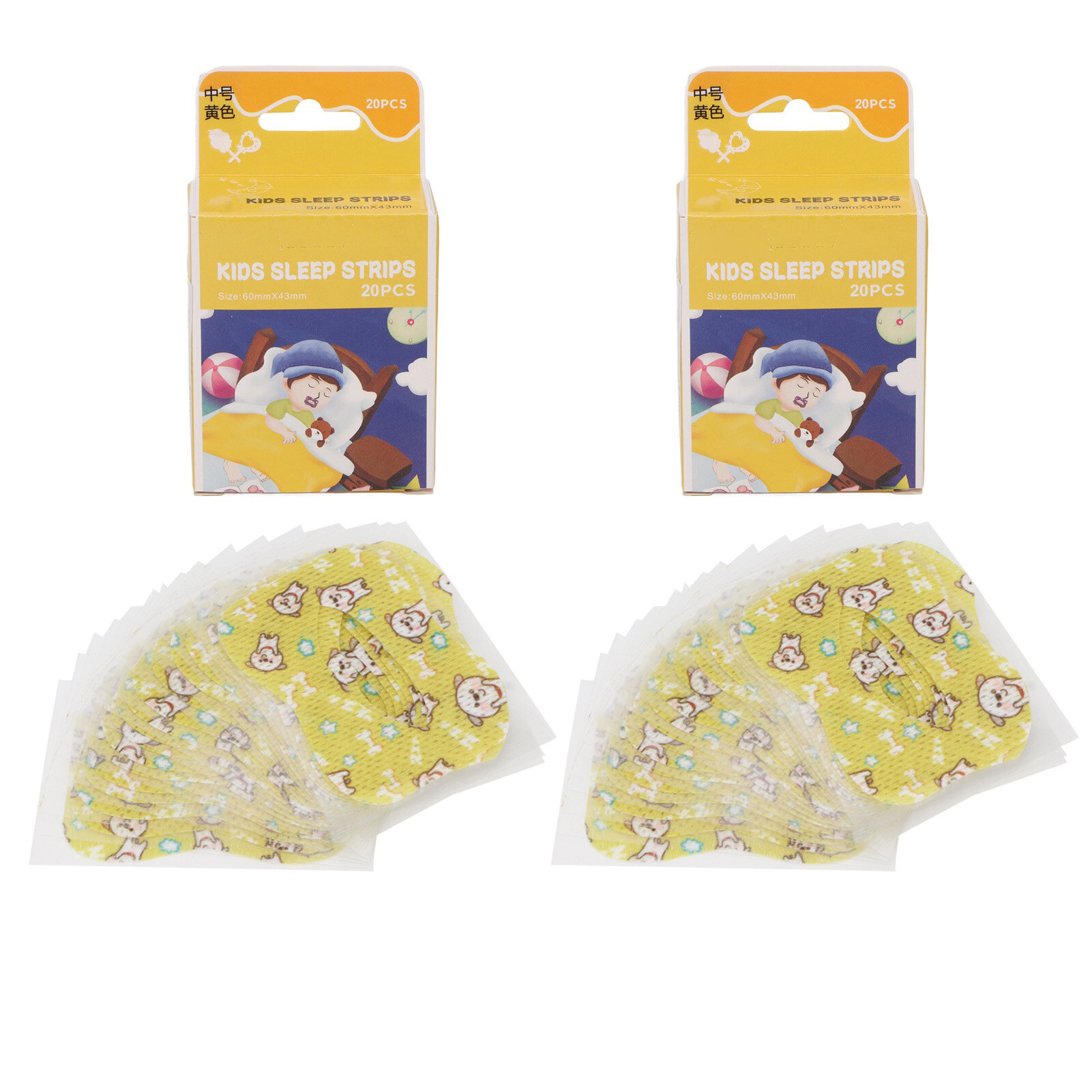 40 шт. детских пластырей для рта, облегчающих дыхание и уменьшающих храп, мягкие хлопковые пластыри для рта.