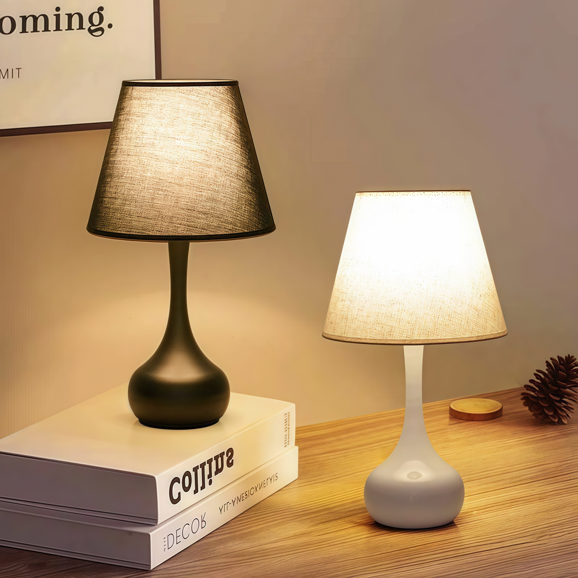 Настольная лампа, Скандинавский Стиль, LED, 12W, E27, белая, бежевая