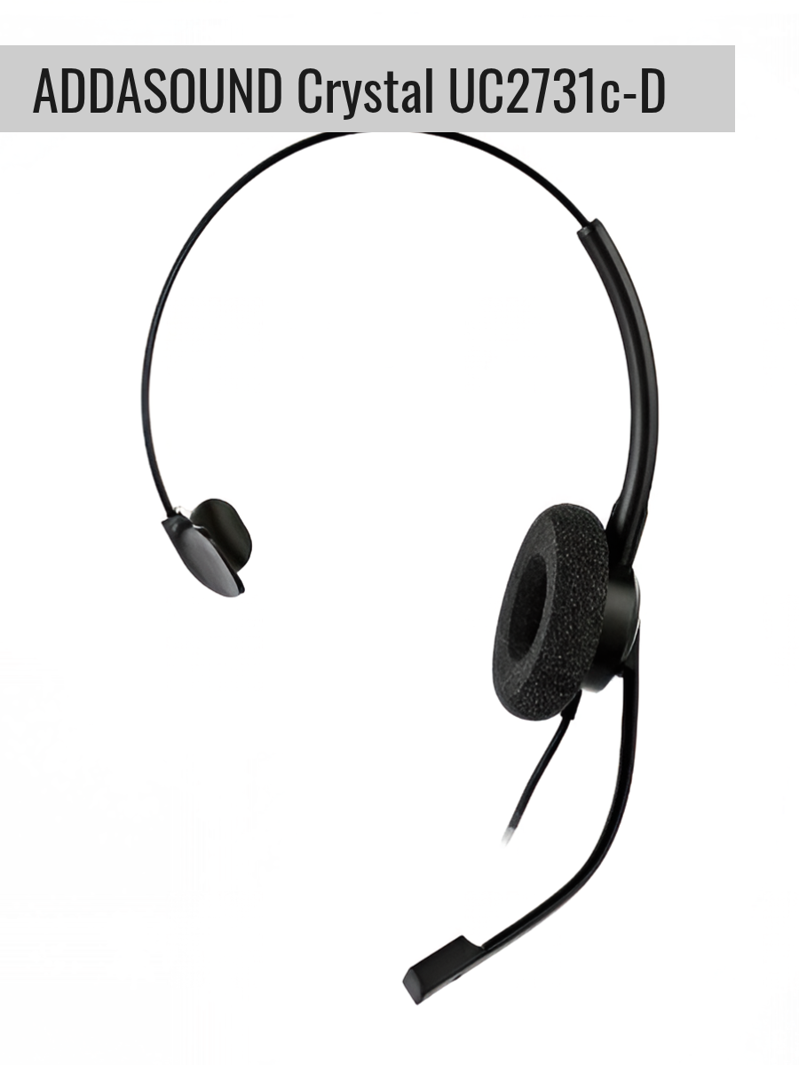 Наушники для компьютера с микрофоном ADDASOUND Crystal UC2731c-D, USB-C, 2 микрофона, Mono (ADD-CRYSTAL-UC2731с-D)