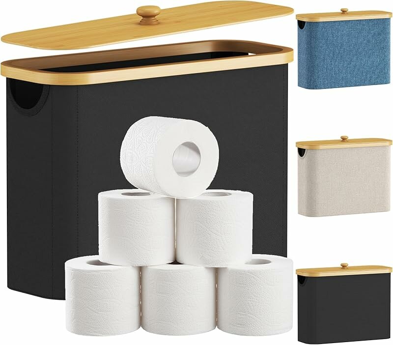 Корзина для хранения туалетной бумаги с бамбуковой крышкой