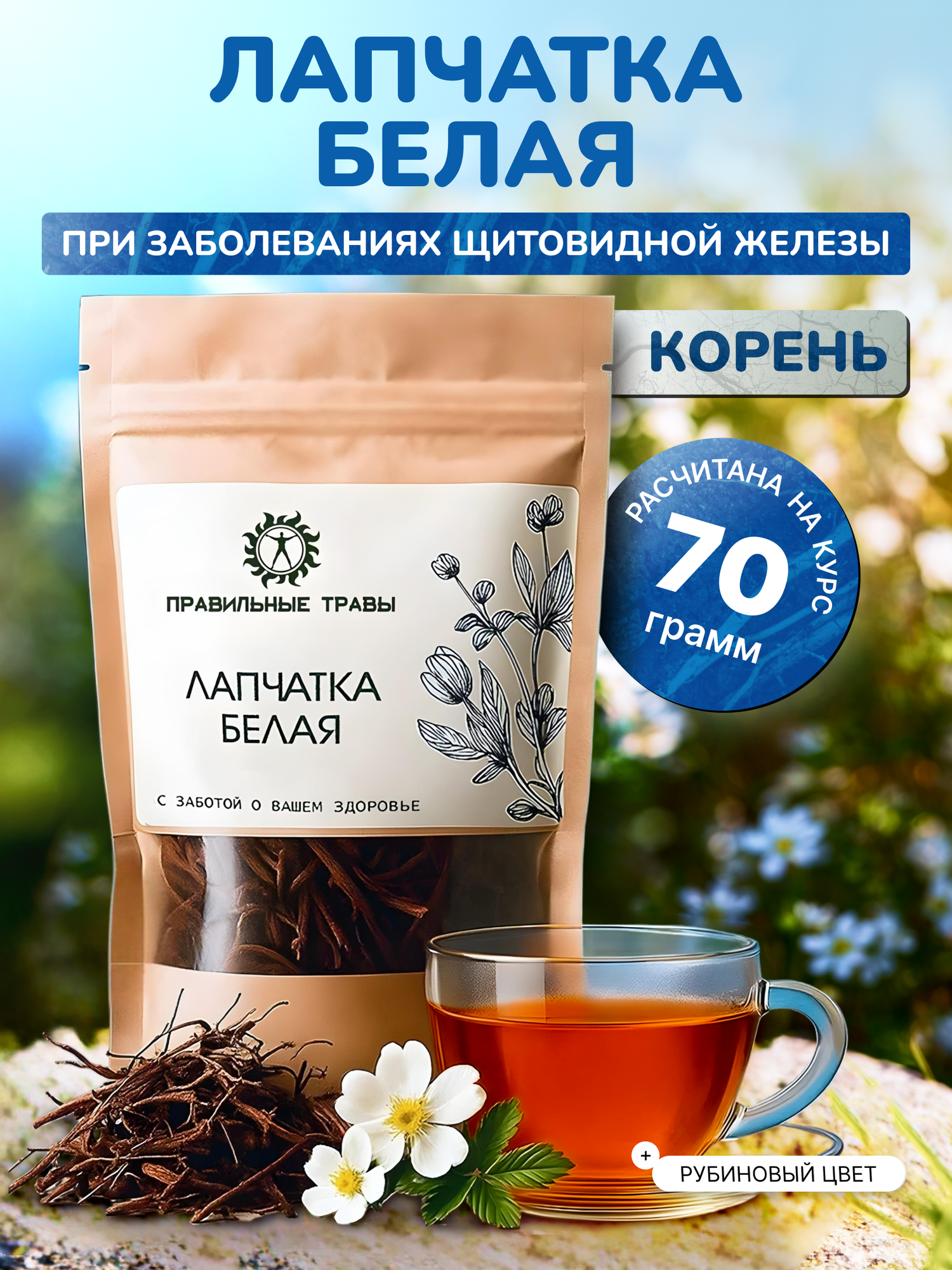 Корень лапчатки "Правильные травы", 70г, для щитовидной железы