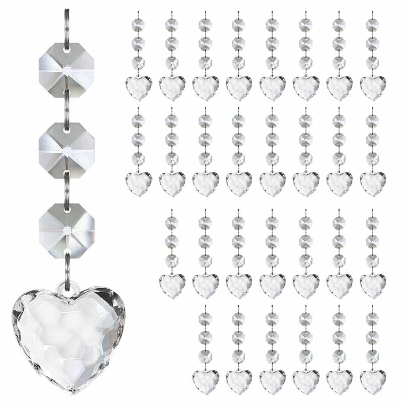 Рождественский кулон в виде снежинки из прозрачного акрилового хрусталя, 30 шт.-набор форме сердца