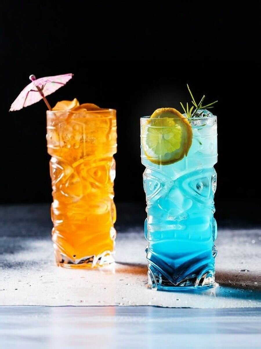 Коктейльный, барный бокал, стакан прозрачных "Тики" 1шт, 450 мл. Упрочненное стекло, для вечеринок, коктейлей, праздников.