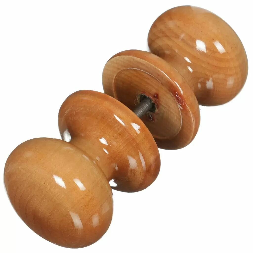 Ручка-кнопка для двери круглая МС1 00003270, дерево, бежевый, комплект 2 штуки