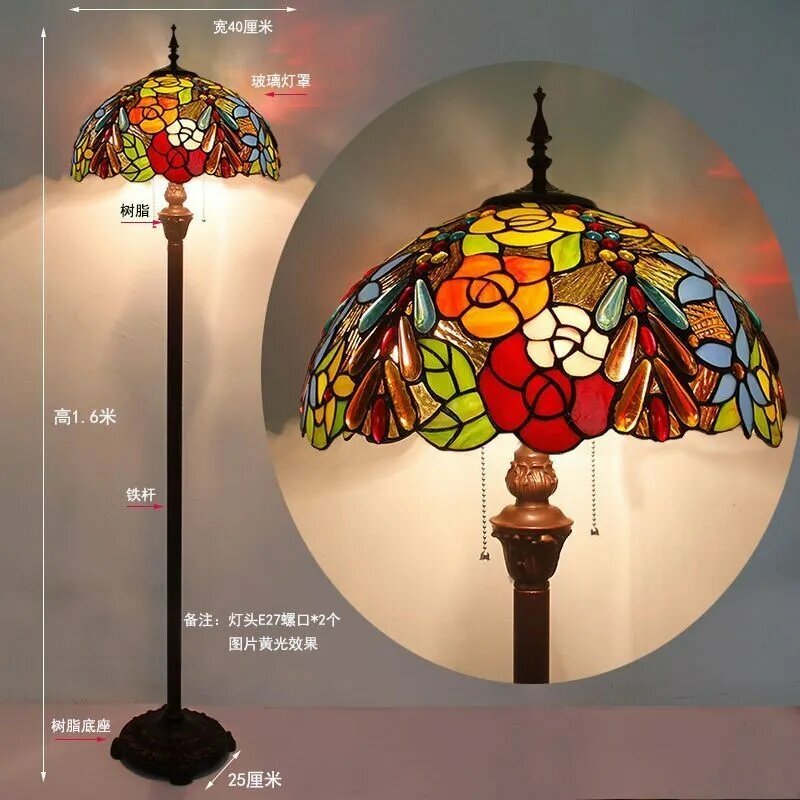 LumeLux-Красивый и элегантный светильник Тиффани в стиле барокко с латунным основанием для гостиной