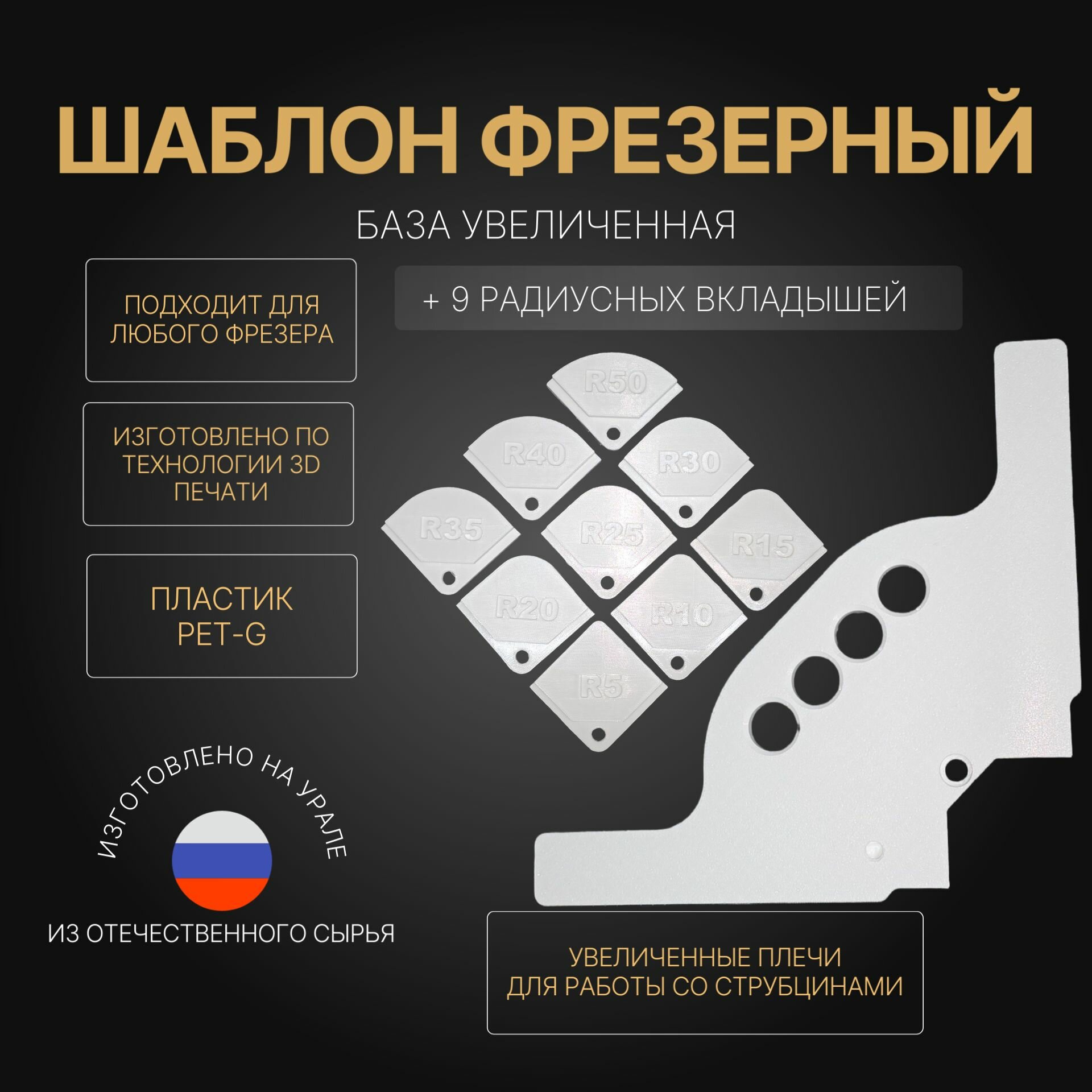 Шаблон для фрезера (увеличенная база + 9 радиусных вкладышей)