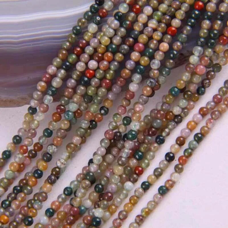2 мм круглые свободные бусины из индийского агата, 16 дюймов, изготовление ювелирных изделий D076