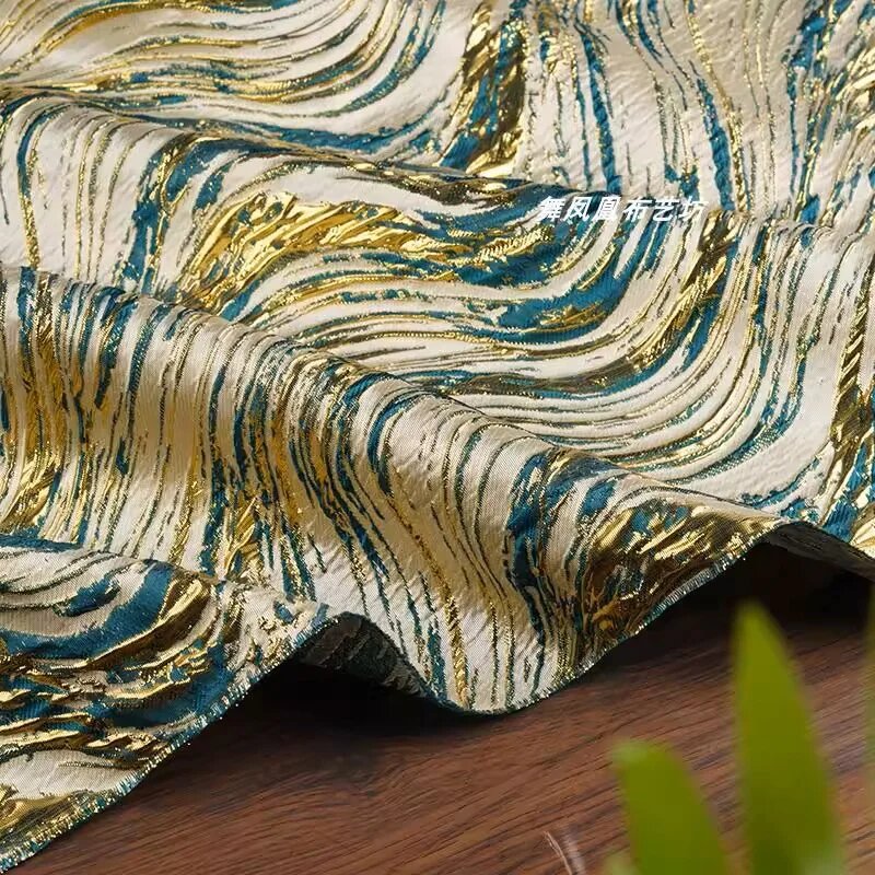 Лисвеик золотая парча 100% полиэстер 1 м 3 blue