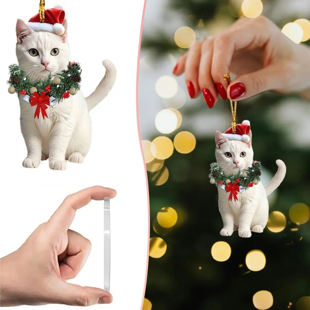 Очаровательный новогодний котик, стильная декоративная подвеска, идеально для украшения комнаты или автомобиля, милый дизайн с котенком, прекрасный подарок на праздники