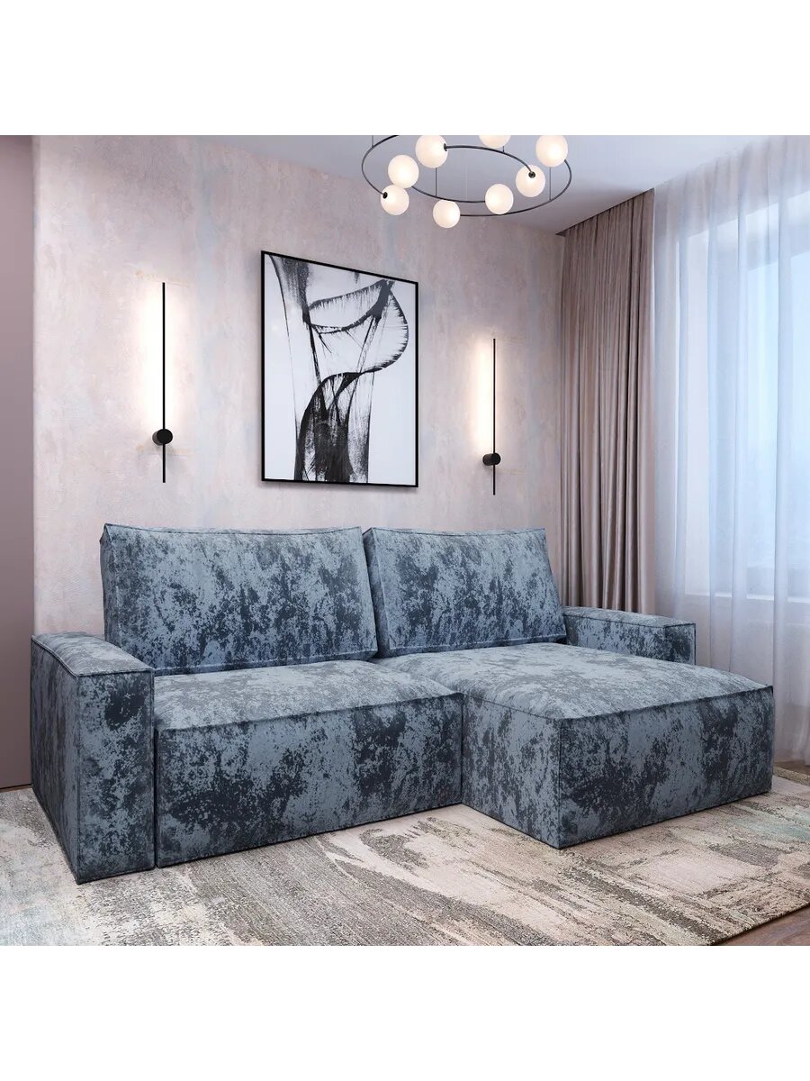 Диван КМК в стиле лофт, угловой, ортопедический, двухместный, складная еврокнижка