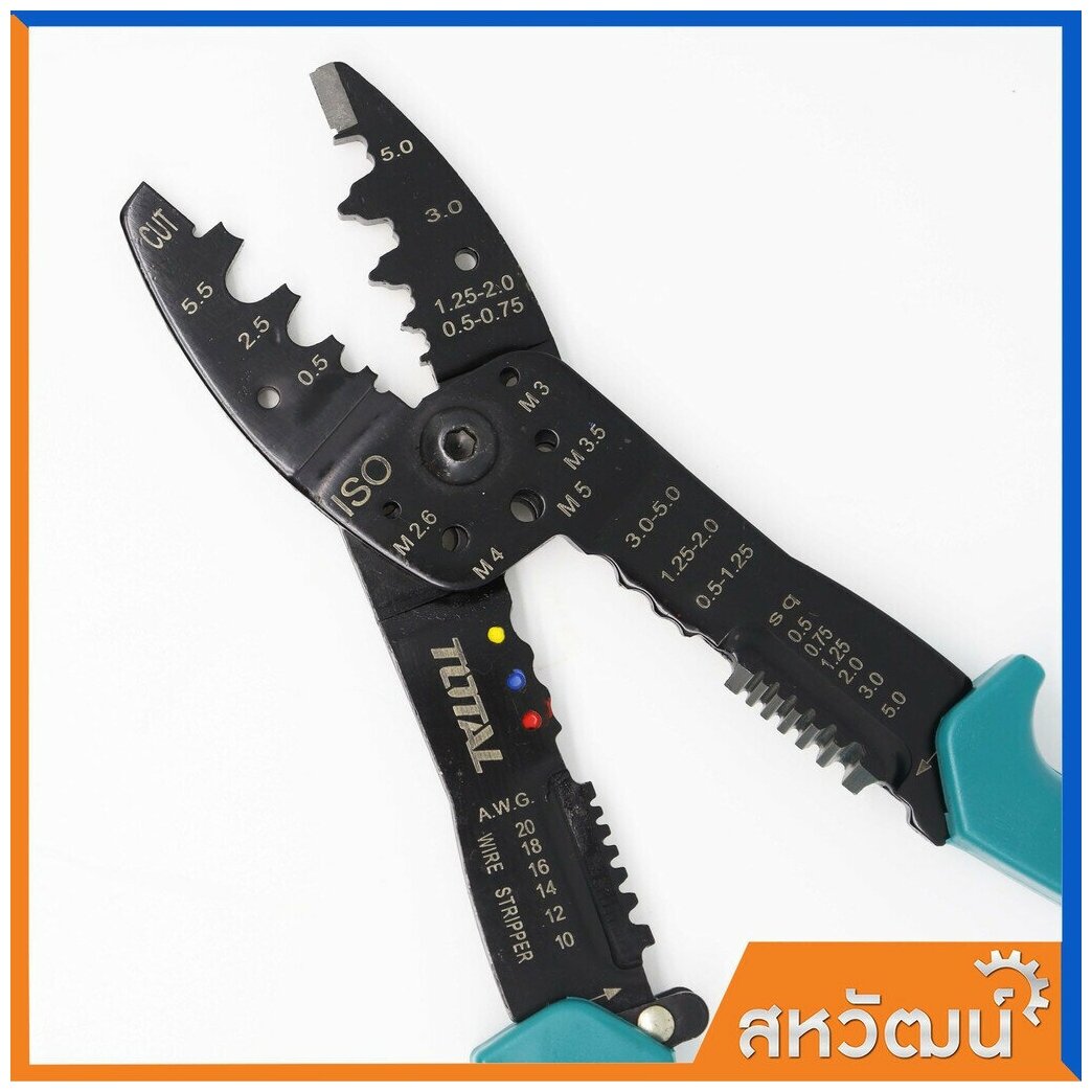 Клещи Total, обжимные, для зачистки проводов, 10"/250mm, диэлектрическая рукоятка