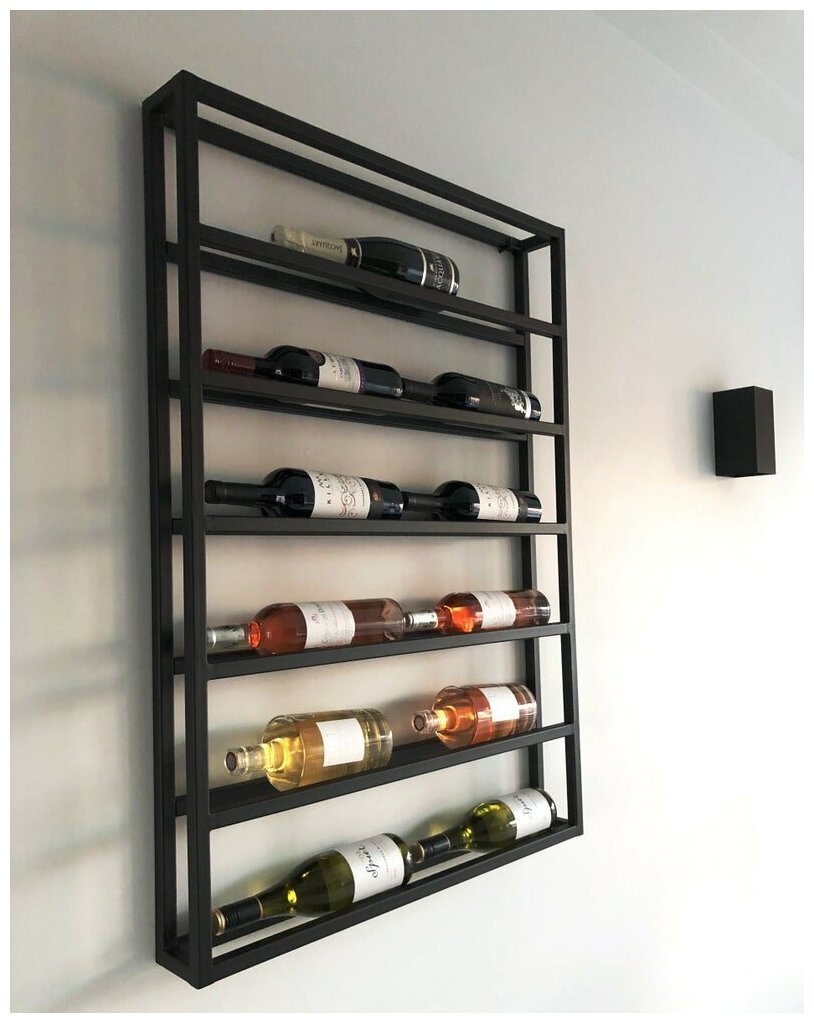 Винный стеллаж LOFT DISING, сталь, дизайн лофт, черный, 75х12х95 см