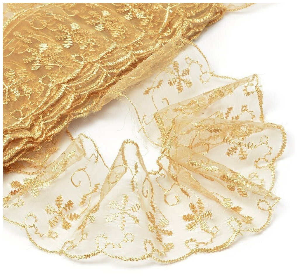 Кружево капроновое (кружево для рукоделия) шир.65мм цв. бежевый упак.13,7 м