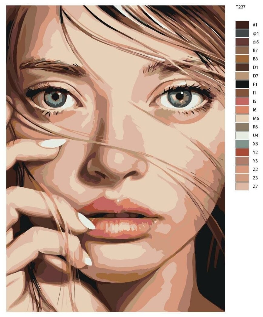 Картина по номерам на холсте Т237 "Девушка с красивыми глазами", 40x60 см