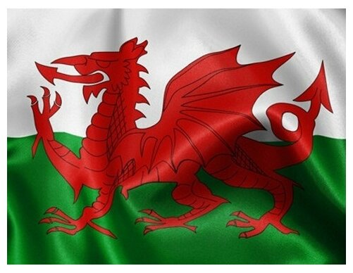Флаг Уэльса на флажном шелке с карманом для древка (135 х 90 см)