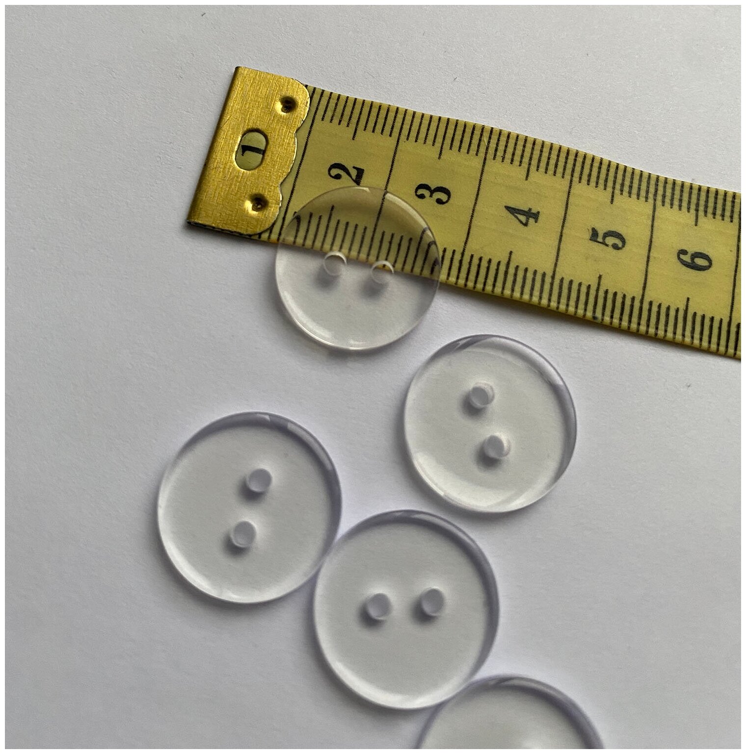 Пуговицы прозрачные, с двумя отверстиями, пластик, 18 мм, 20 штук