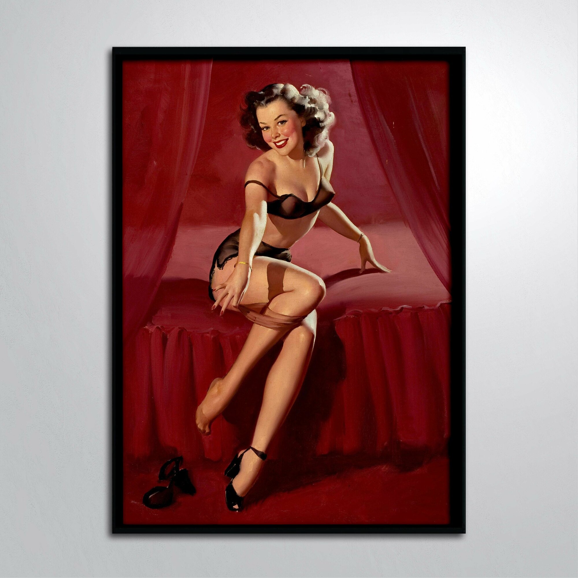 Постер без рамы/Постер для интерьера/Винтажный Плакат Пин Ап Чулки и Туфли Pin-up (А2/420х594)