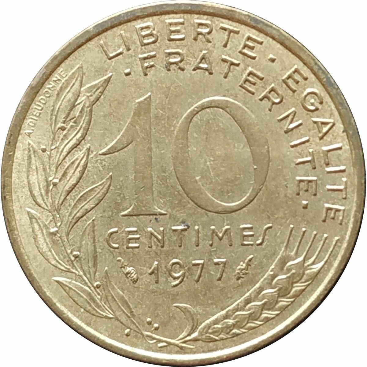 10 сантимов 1977 Франция из оборота