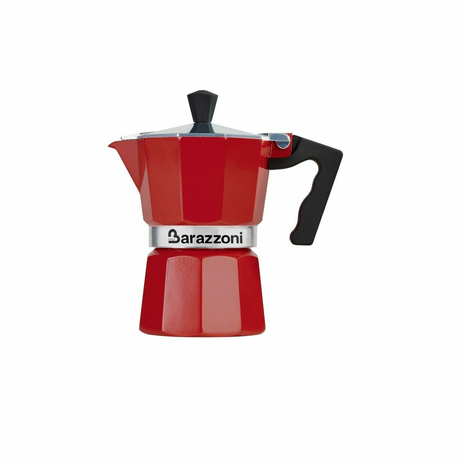 Гейзерная кофеварка на 3 чашки Barazzoni La Caffettiera Alluminium Red, 16 см, алюминий, бакелит, цвет красный