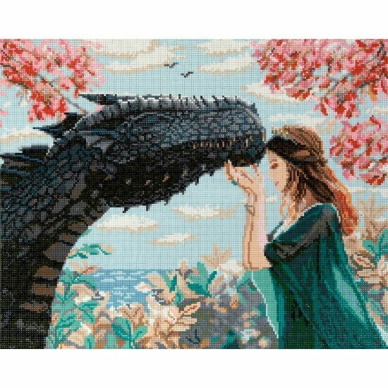 Алмазная мозаика Фрея ALPD-141 Девушка с драконом 50х40 см