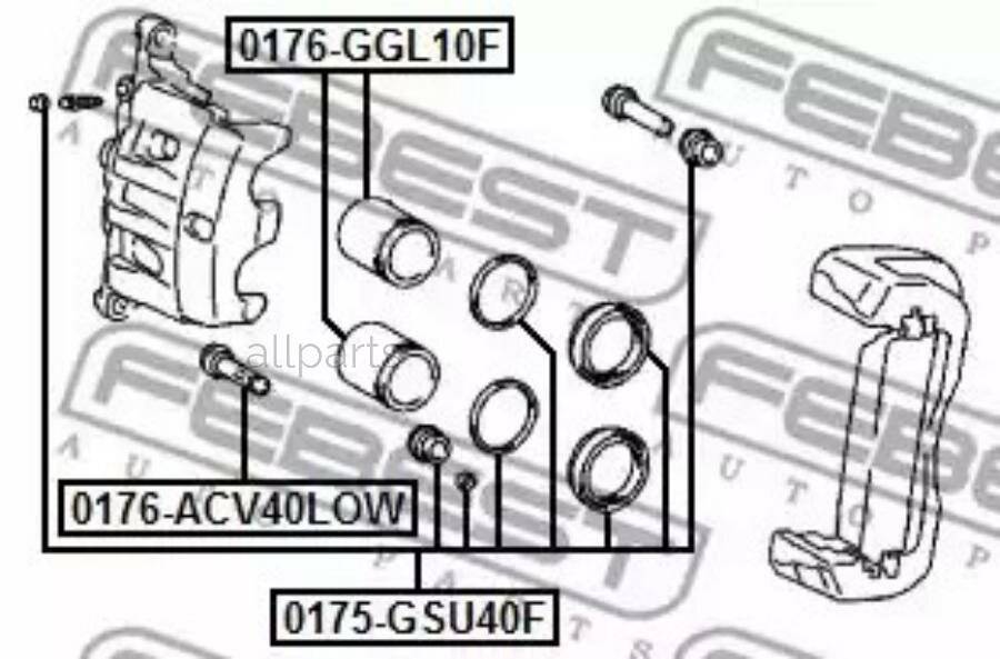 FEBEST 0176-GGL10F Поршень суппорта тормозного переднего D44.4 TOYOTA HIGHLANDER FEBEST 0176-GGL10F