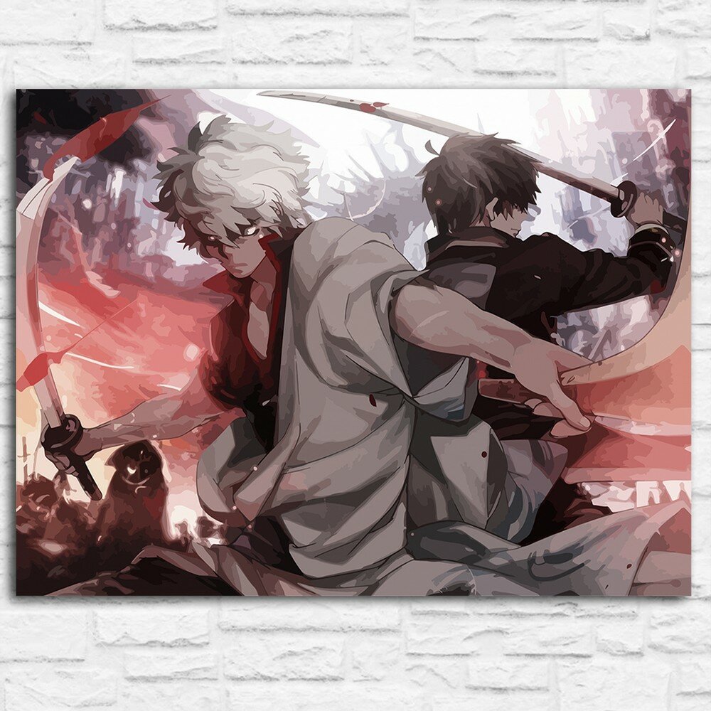 Картина по номерам на холсте аниме Gintama (Гинтама, Манга, Самурай) - 15068 Г 30x40