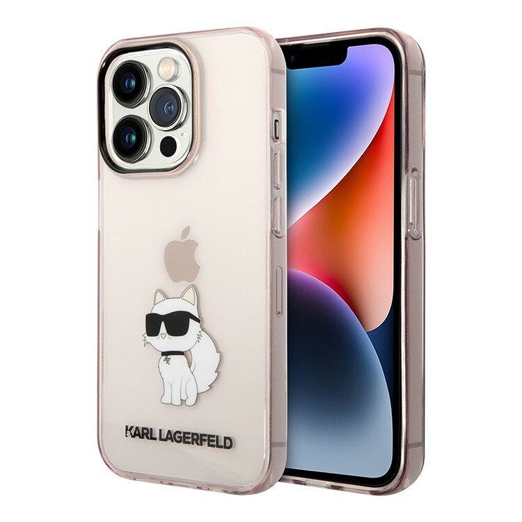 Karl Lagerfeld чехол для iPhone 15 Pro Max, PC/TPU NFT Choupette Translucent розовый