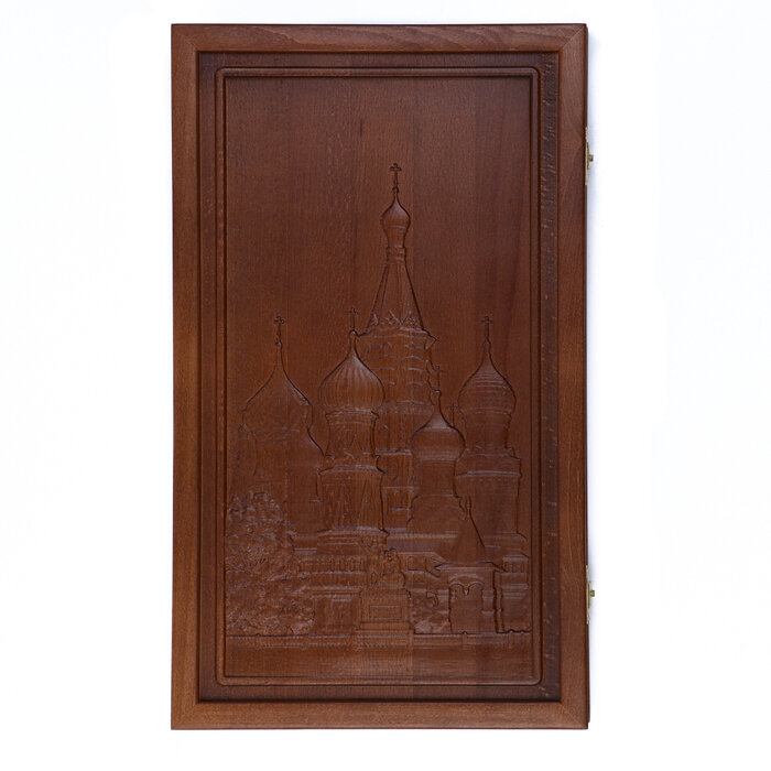 WoodGames Нарды деревянные большие, резные, настольная игра "Москва", бук, патина, 50 x 59 см