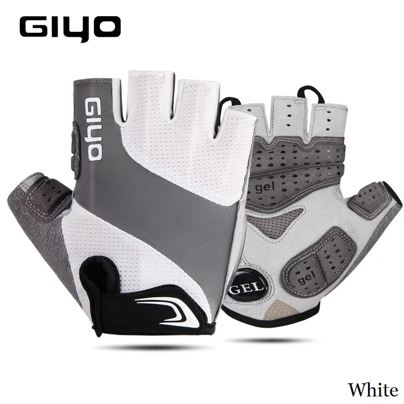 Giyo полупальцевые перчатки из лайкры синие Белый, L, S-10 White Gloves