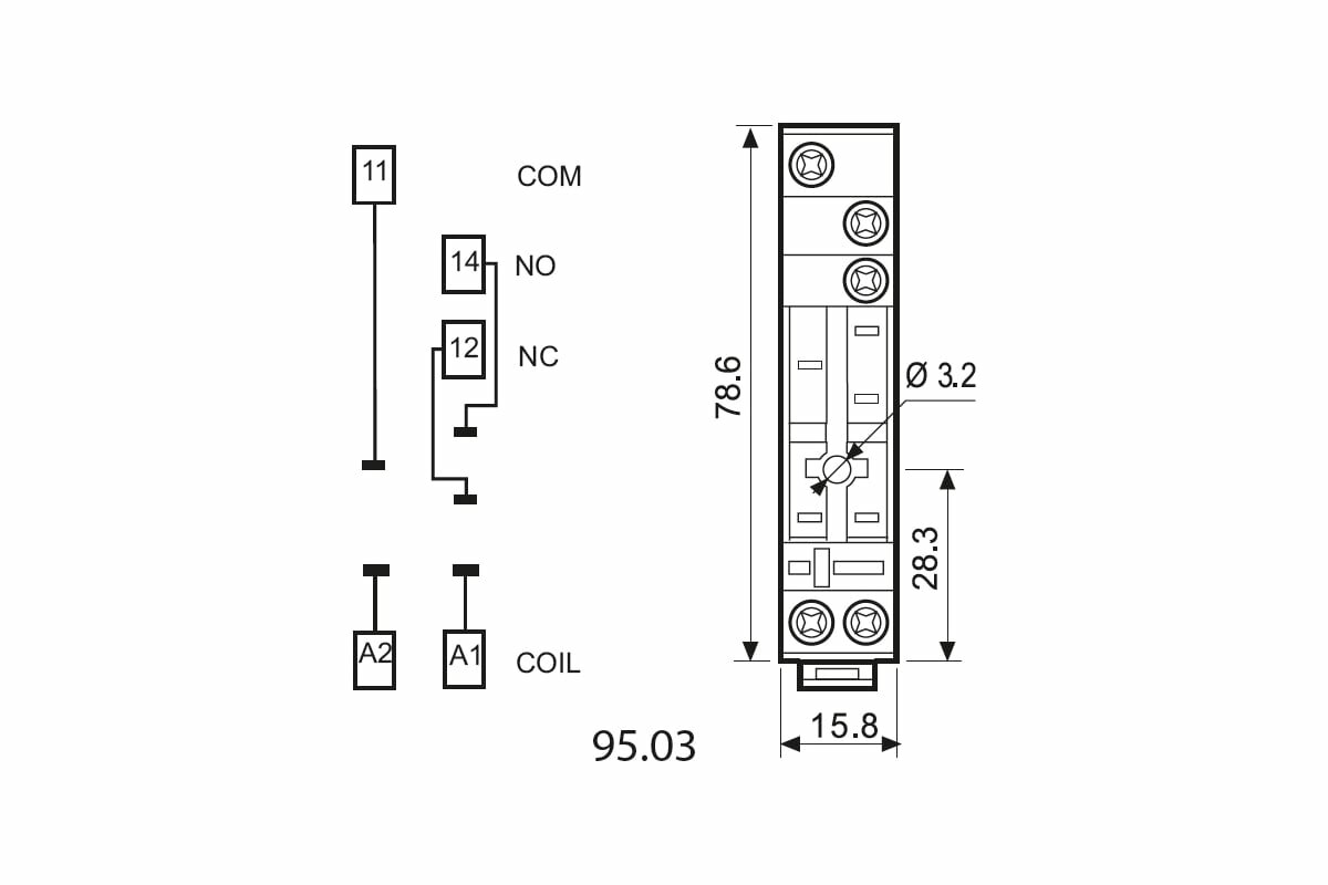 Finder , Розетка для реле 40.31 и модуля 99.02/86.30; с разд-ми конт; с пластиковым фикс; в, 9503SPA