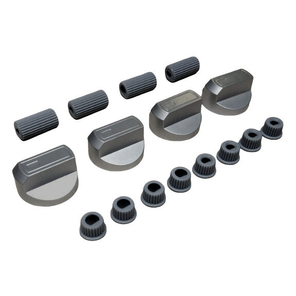 Комплект серебряных ручек управления для электроплиты с переходниками