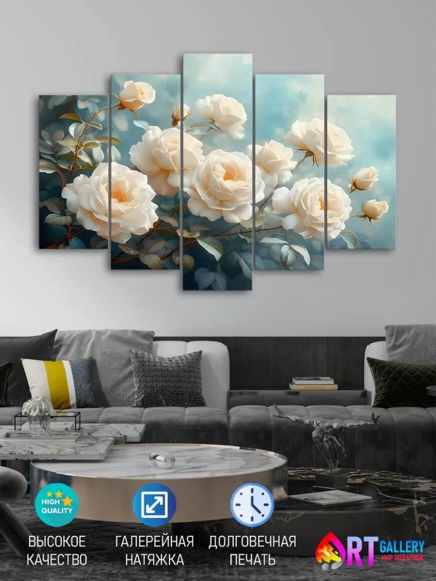 Модульная картина для интерьера "Розы" 80х140см