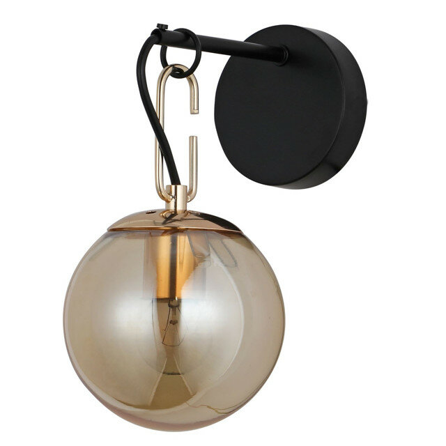 Бра настенная SCHAFFNER Posizioni E27 1х60Вт стекло металл чёрный золото