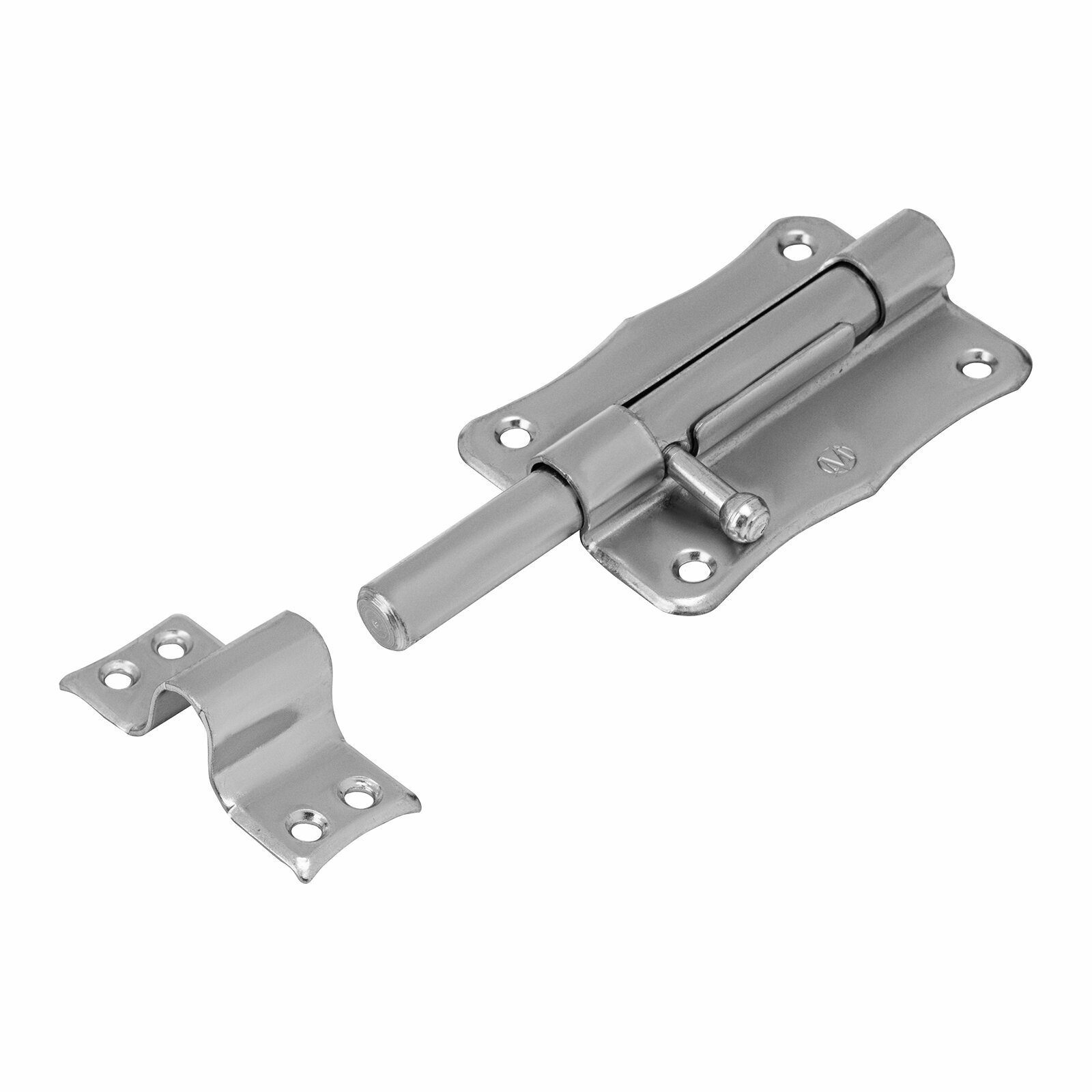 Щеколда на дверь Металлист ЗТ-2-85, фигурная площадка, шпингалет дверной накладной, задвижка оцинкованная, 5 штук, 91516