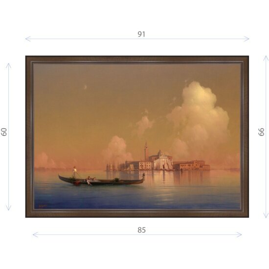 Картина Декор Депо Ивана Айвазовского Вид Венеции со стороны Лидо Матовая бумага в раме без стекла 66х91 см, DDK51514E21W85H60P24