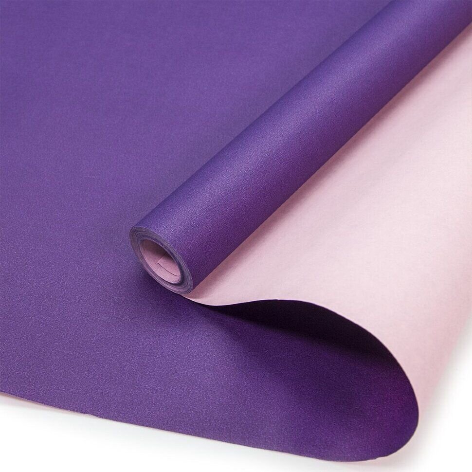 Упаковочная бумага, Крафт (0,7*10 м) Сиреневый/Розовый, 1 шт.