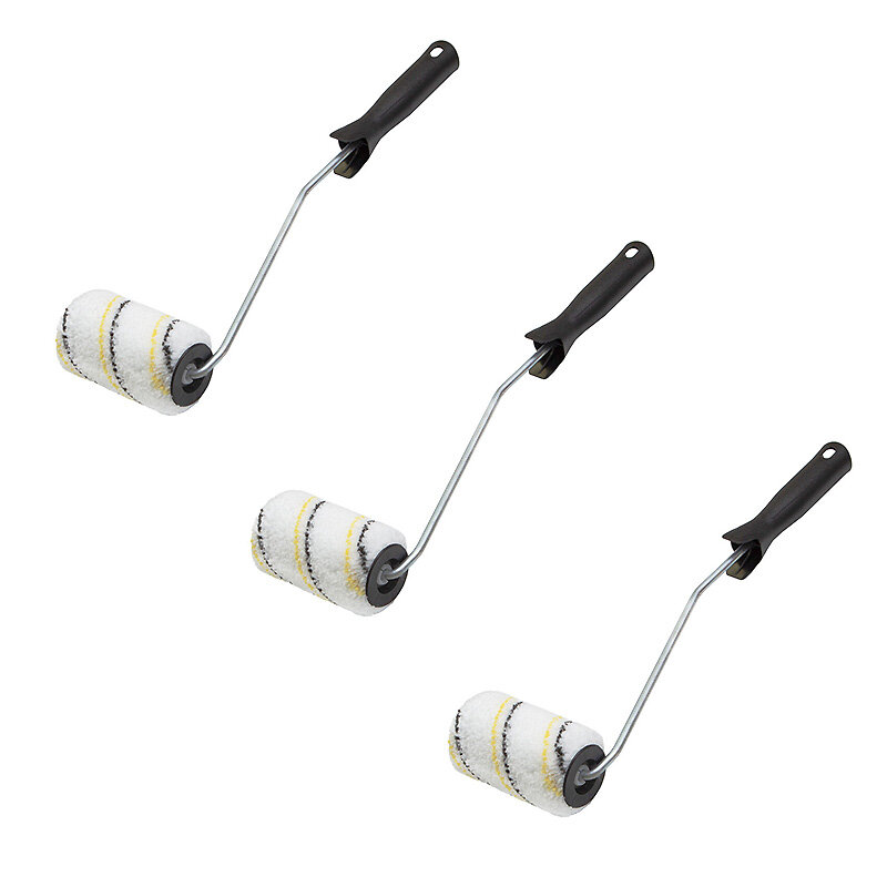 Валик малярный микрофибра 100 мм стержень 6 мм ворс 9 мм для водной основы с ручкой удлиненный (3 шт.)