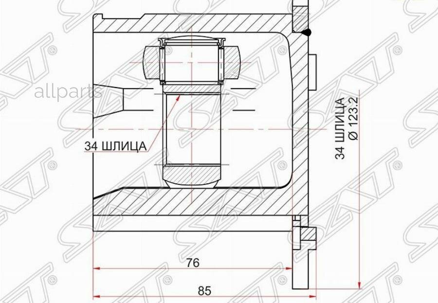 SAT VW-648 Шрус (Спереди/ Внутр) Audi A4 00-09 / A6 97-10