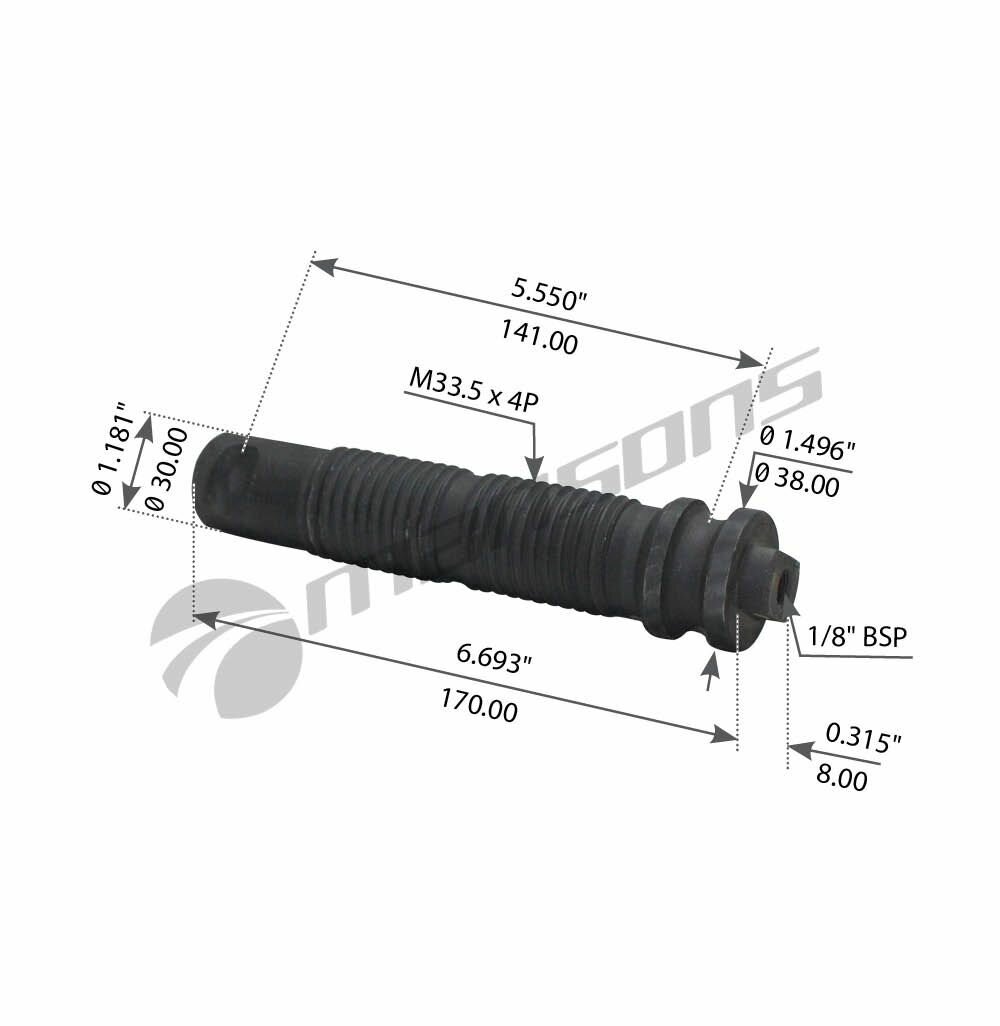 Палец рессоры передней Volvo FH12 (задний, под ключ, с масленкой, M34x4) 900.239 MANSONS