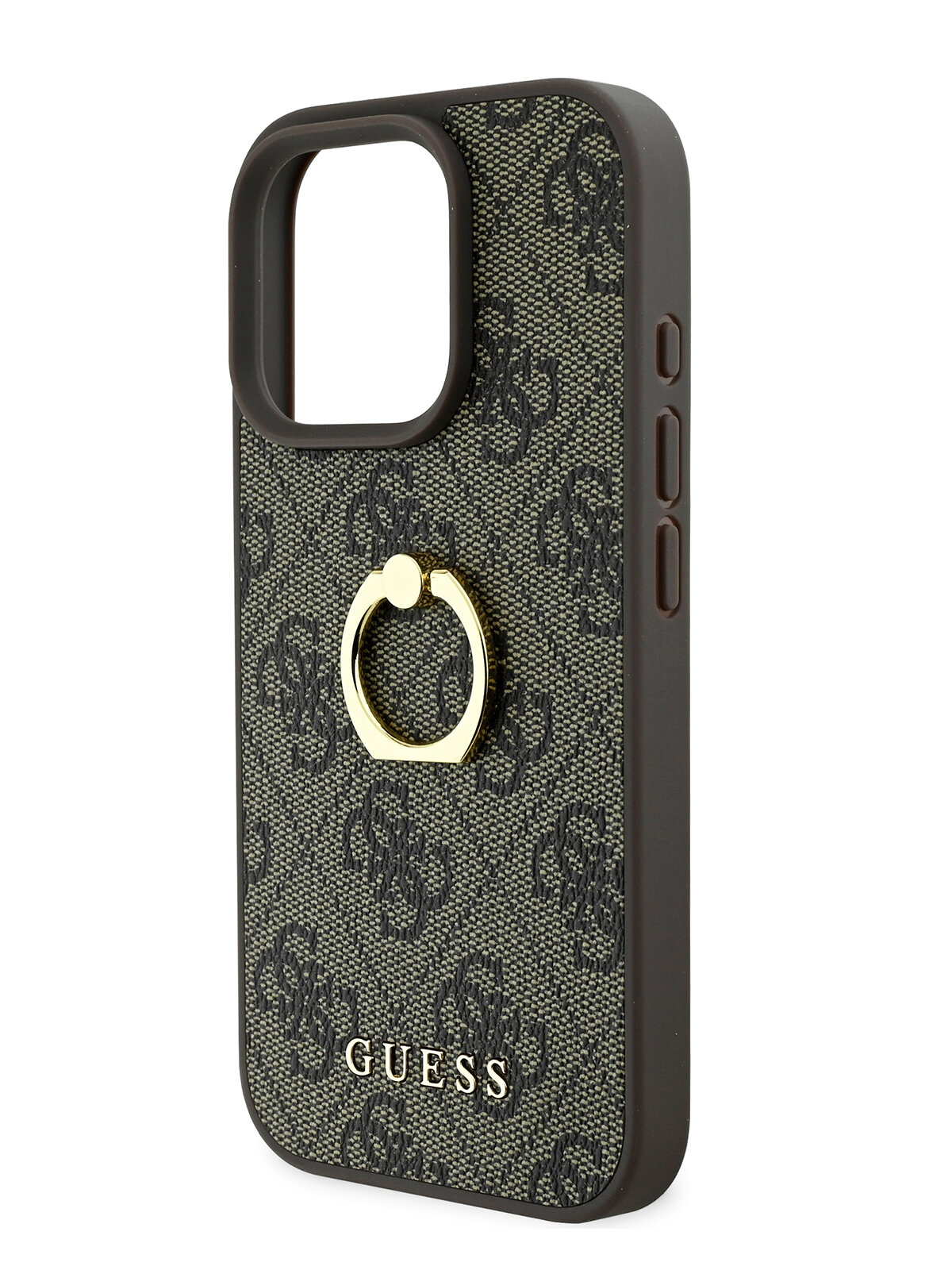 Guess для iPhone 16 Pro Max чехол PU 4G + Ring Hard Brown