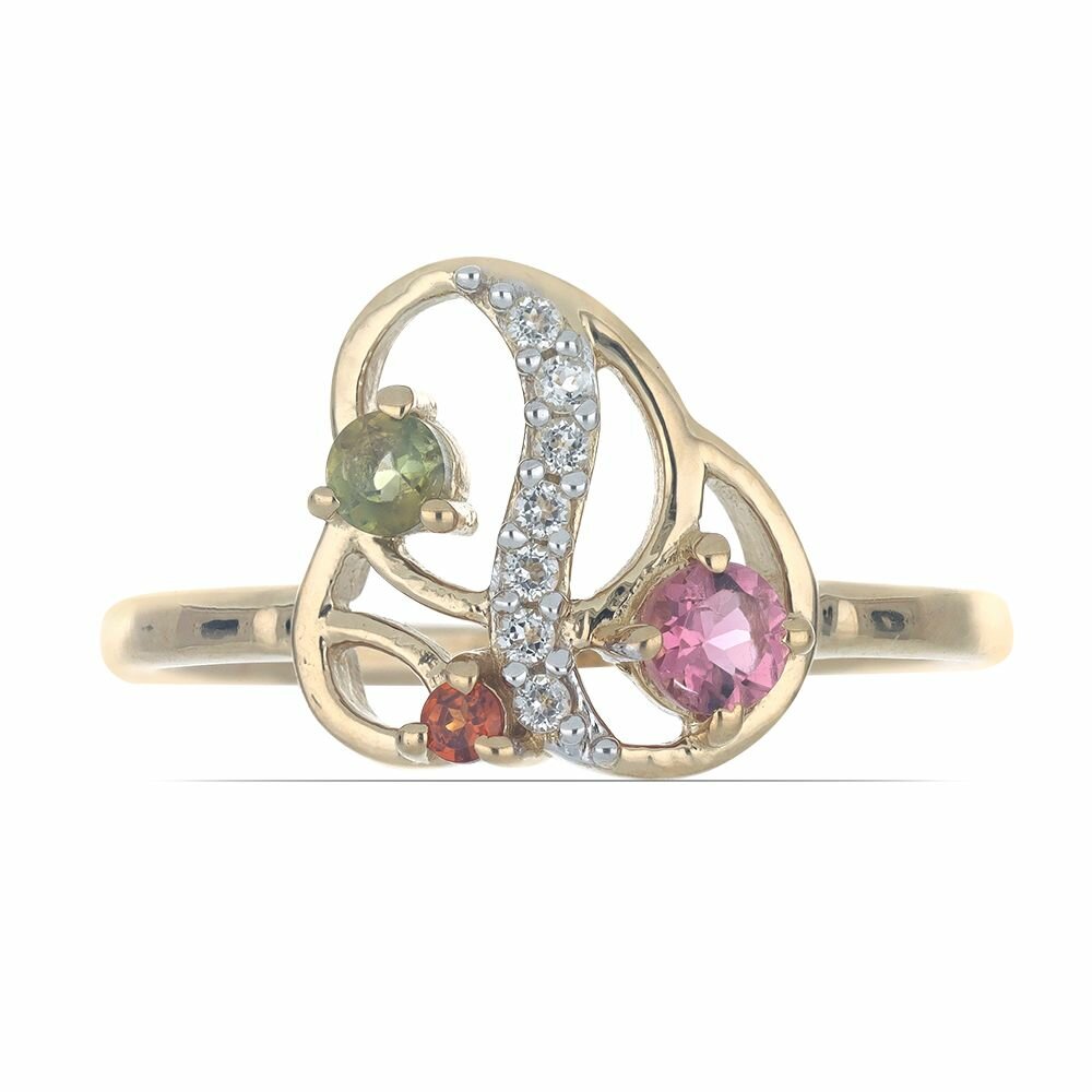 Кольцо, серебро, 925 проба, турмалин, топаз