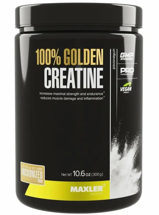 Креатин Maxler Golden Micronized, моногидрат, в банке, 300г, нейтральный вкус